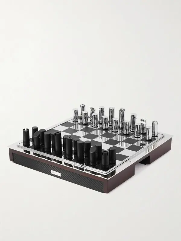 Ralph Lauren Sutton Walnut, Carbon Fibre And Nickel Chess Set - Black