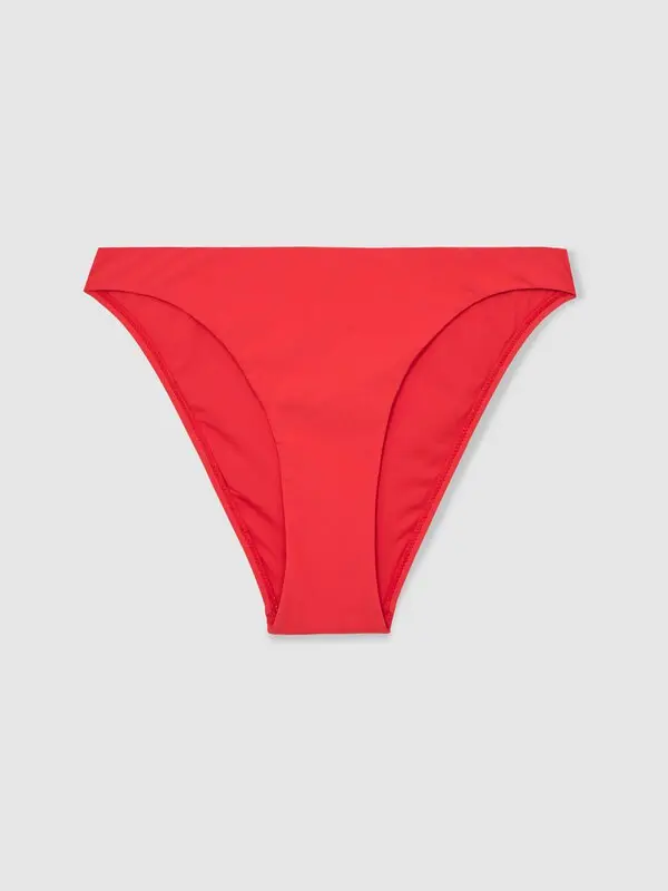 REISS Carina Fixed-side Bikini Bottoms - Coral Red