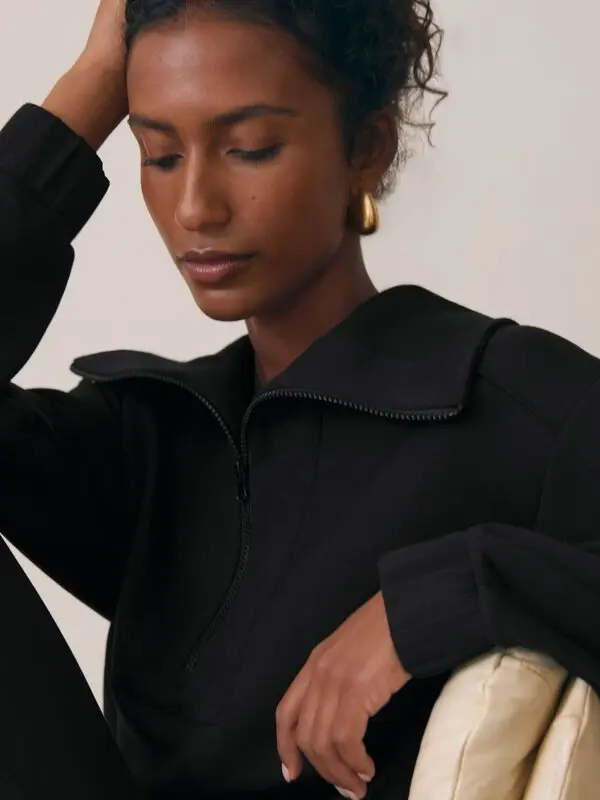 REISS Premium Interlock Half-zip Sweatshirt