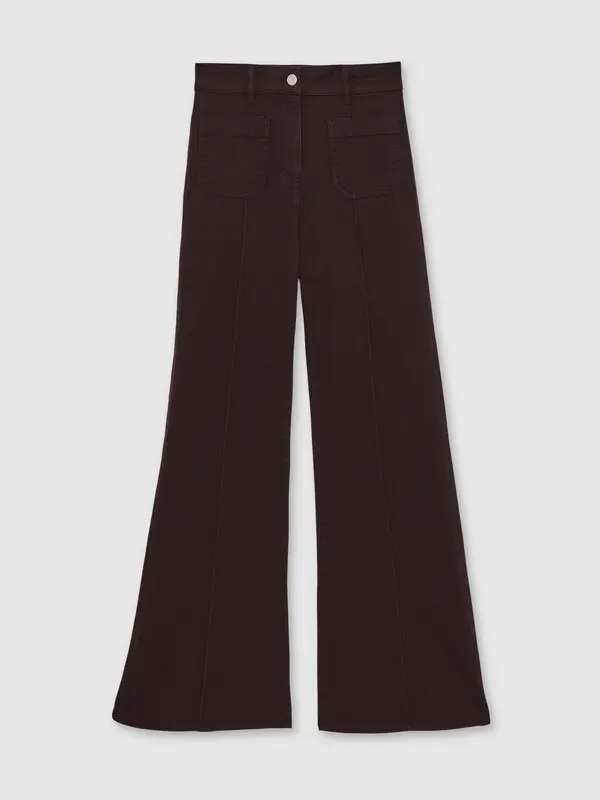 REISS Sakura Patch-pocket Flared Jeans - Burgundy