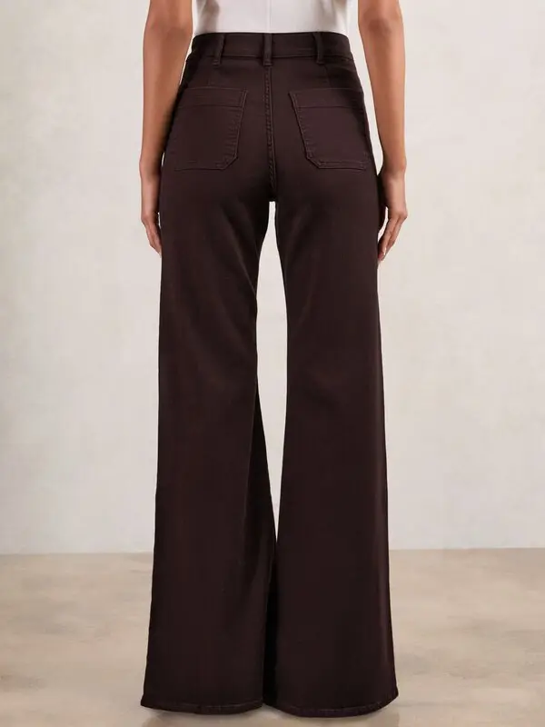 REISS Sakura Patch-pocket Flared Jeans - Burgundy