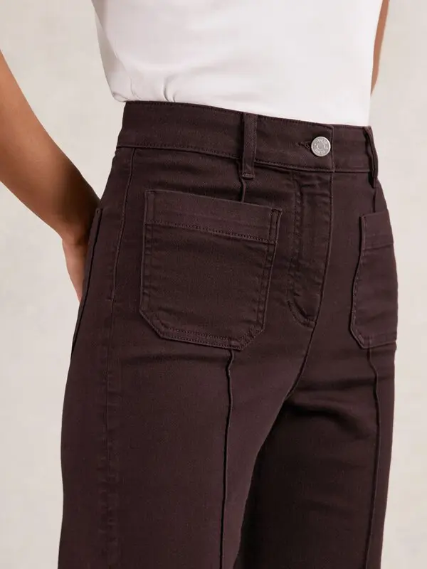 REISS Sakura Patch-pocket Flared Jeans - Burgundy
