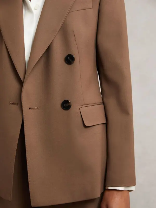 REISS Wool-blend Double-breasted Blazer - Tan