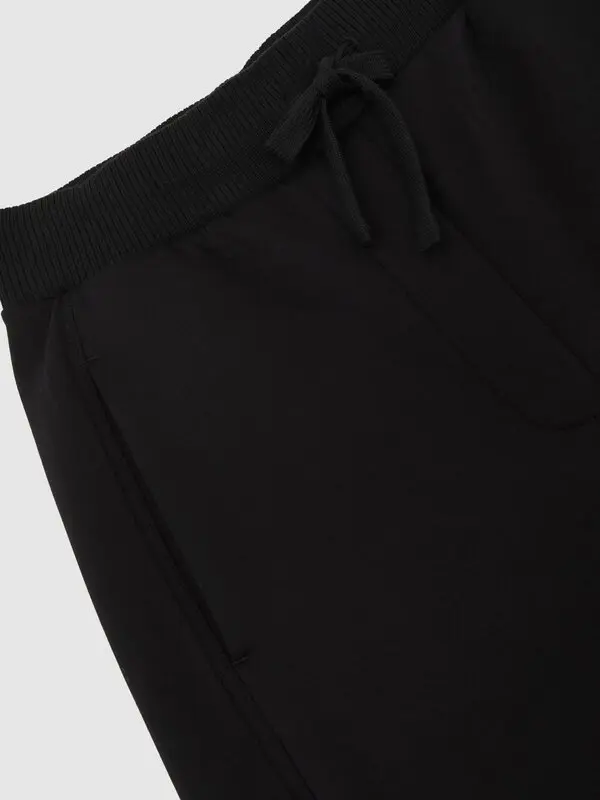REISS Laney Premium Interlock Wide-leg Joggers - Black
