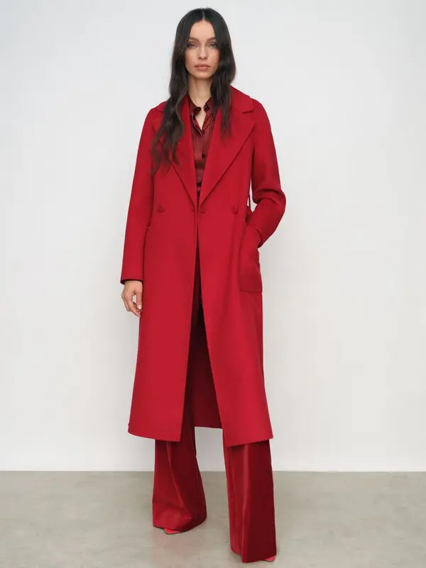 REISS Wool-blend Double-breasted Coat - Red