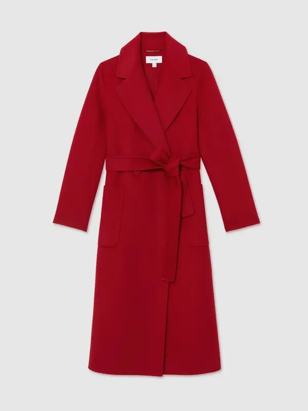 REISS Wool-blend Double-breasted Coat - Red