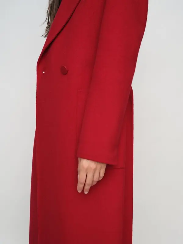REISS Wool-blend Double-breasted Coat - Red