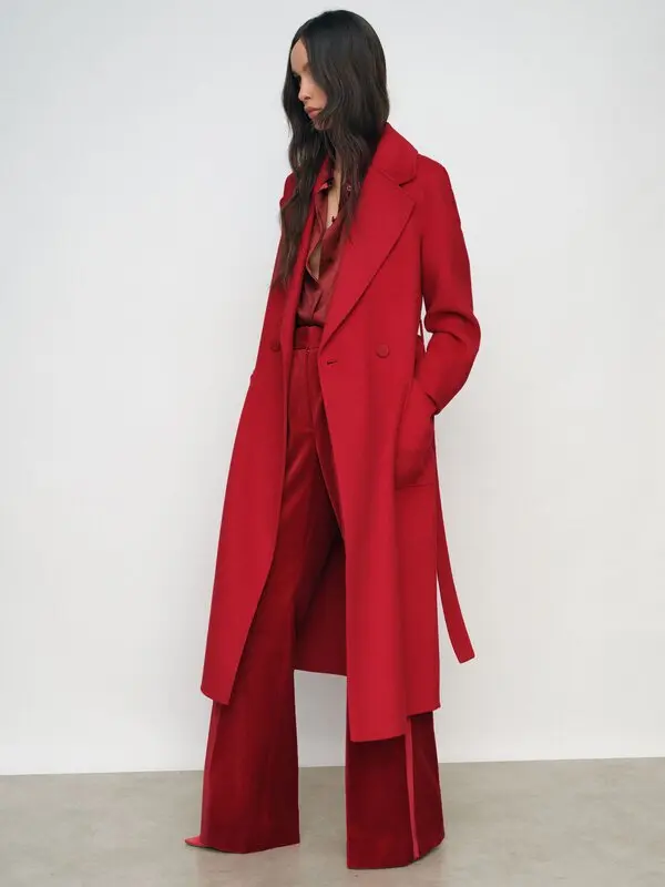 REISS Wool-blend Double-breasted Coat - Red