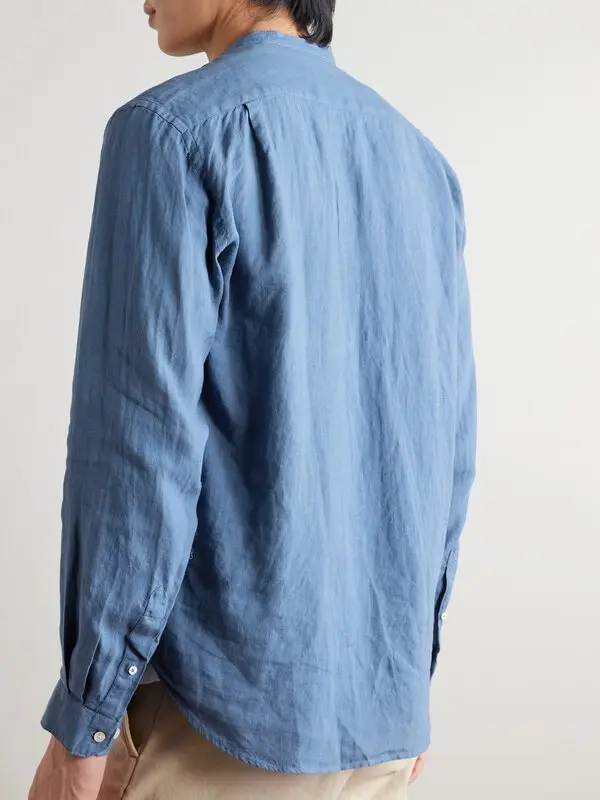 Hartford Premium Pat Grandad-collar Linen Shirt