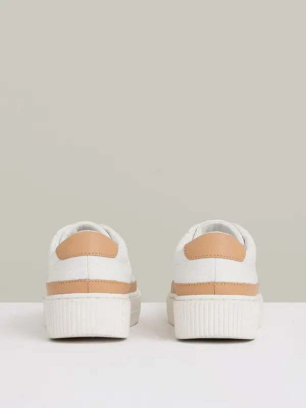 REISS Leanne Grained Leather Platform Trainers
