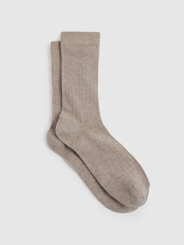 REISS Felicia Ribbed Loafer Socks - Neutral