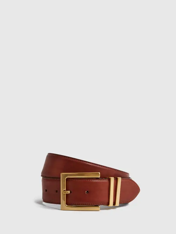 REISS Brompton Leather Belt - Tan