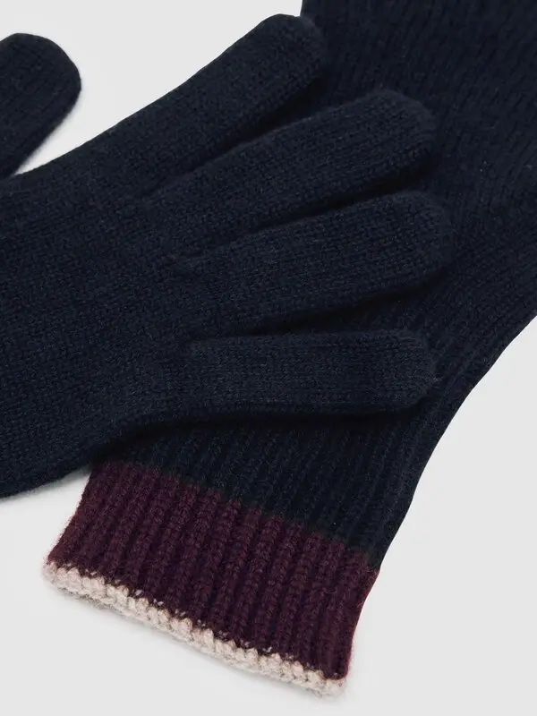 REISS Florise Wool-blend Gloves With Cashmere - Navy