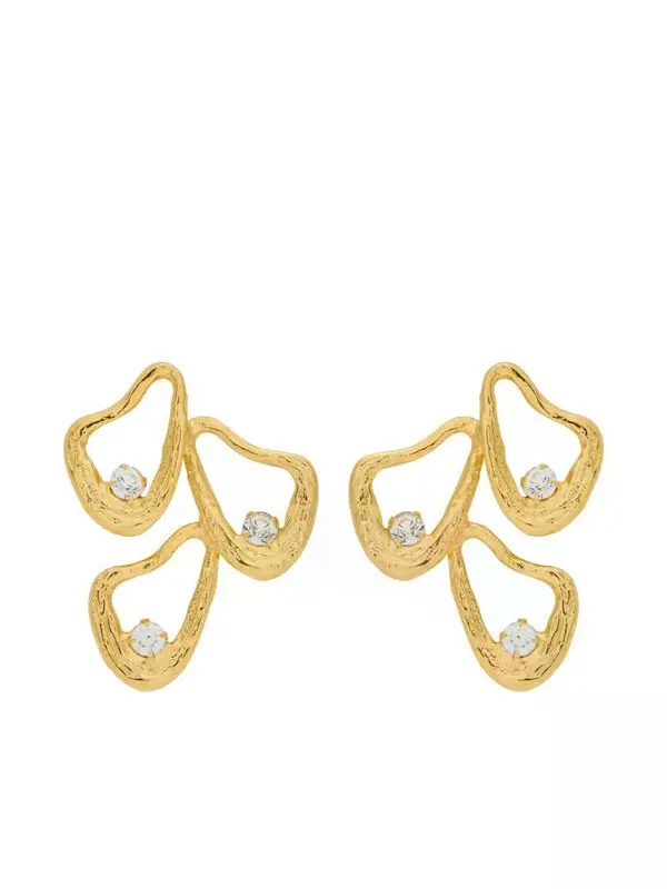 LYNYER Textured Embellished Drop Earrings - Gold