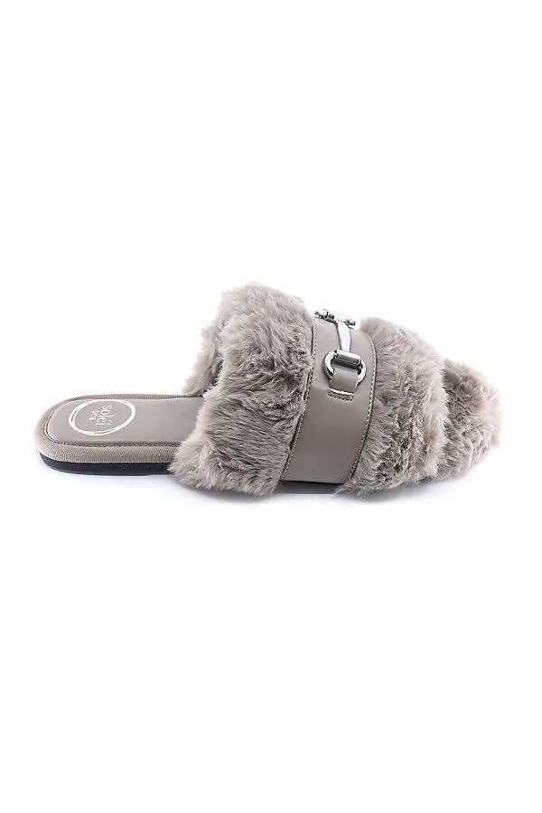 SOLEI SEA Hanni Faux Fur Horsebit Slippers