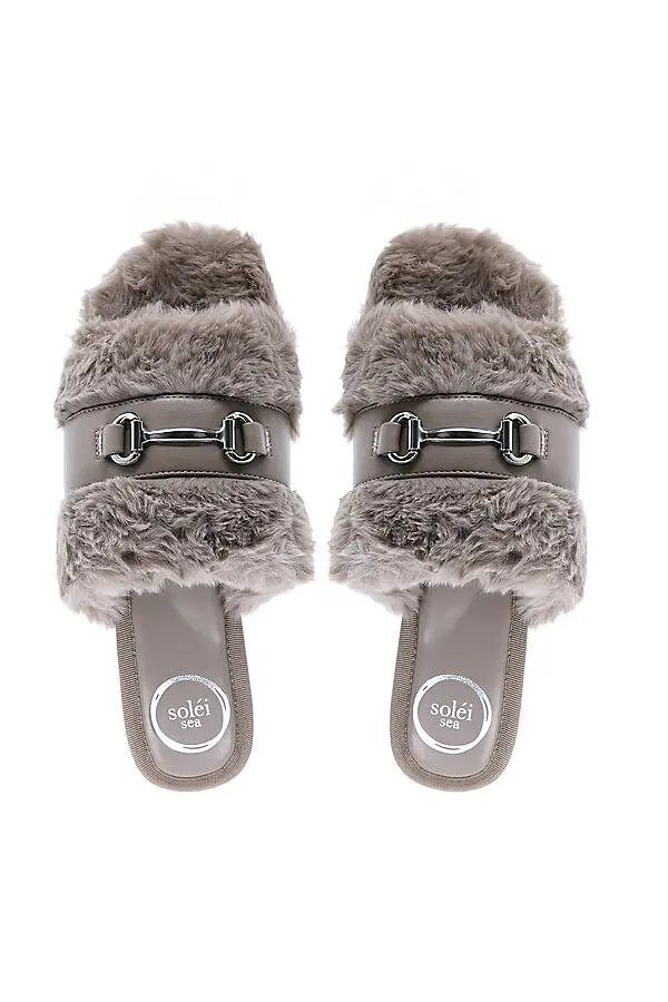 SOLEI SEA Hanni Faux Fur Horsebit Slippers