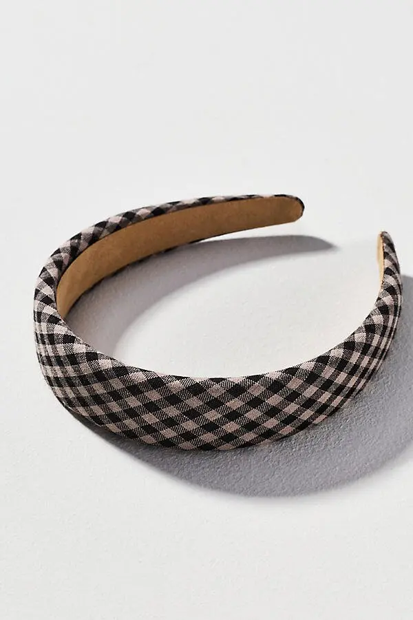 Anthropologie Plaid Puffy Headband - Black