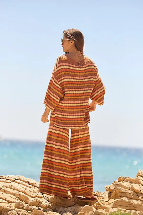 Free People Over The Rainbow Sweater Set - Cinnamon Combo