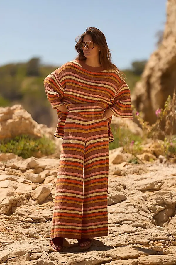 Free People Over The Rainbow Sweater Set - Cinnamon Combo