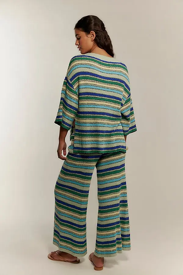 Free People Striped Knit Sweater Set - Sage Combo