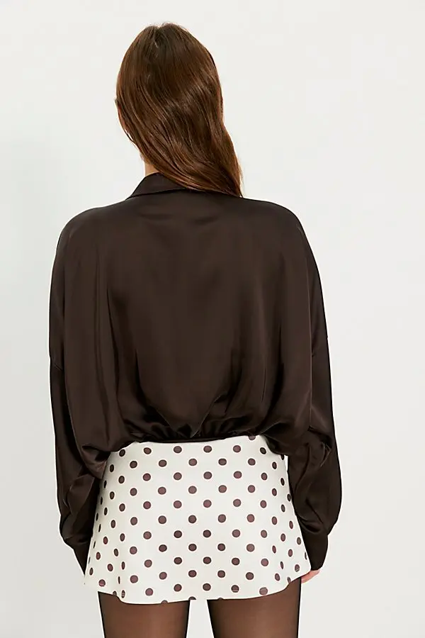 GEEL Aria Printed Skort - White And Brown Poilka Dot