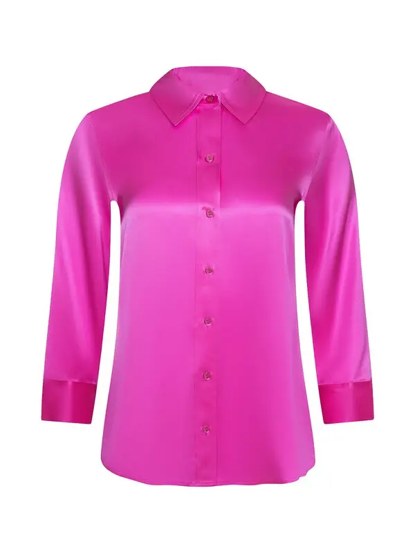 L'Agence Dani Silk Blouse Top - Fuchsia