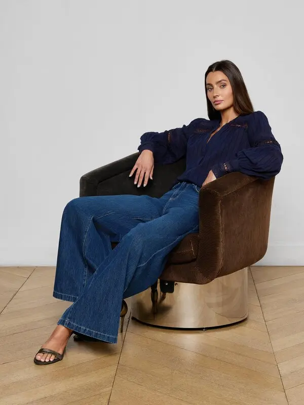 L'Agence Kiera Blouse Top - Navy