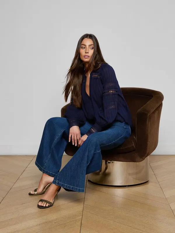 L'Agence Kiera Blouse Top - Navy