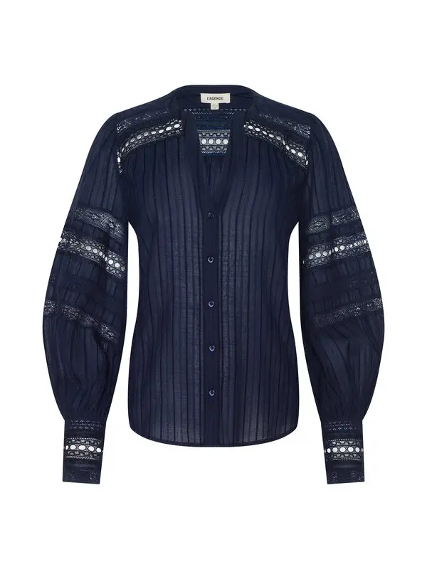 L'Agence Kiera Blouse Top - Navy