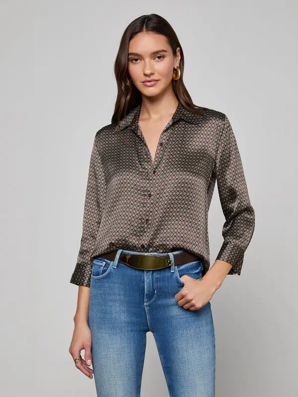 L'Agence Dani Silk Blouse Top