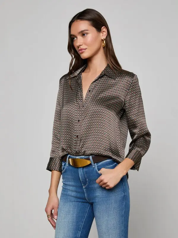 L'Agence Dani Silk Blouse Top