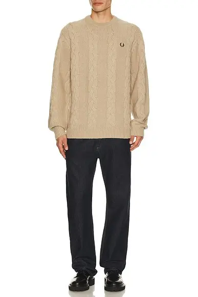 Fred Perry Chunky Cable Knit Jumper - Warm Oat