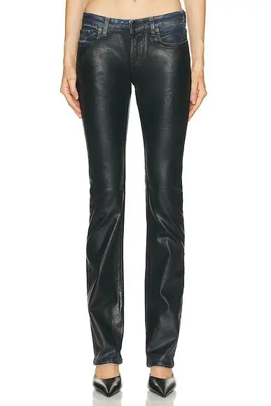 Acne Studios Stretch Charcoal Leather Trousers
