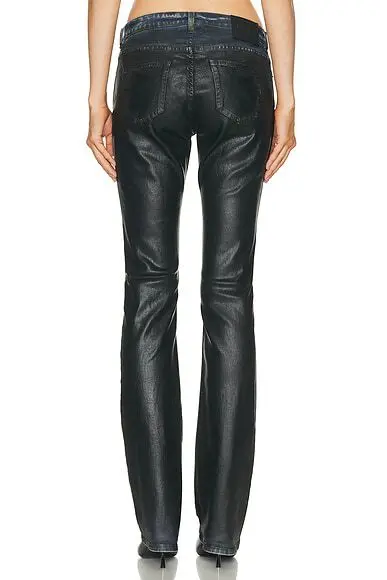 Acne Studios Stretch Charcoal Leather Trousers