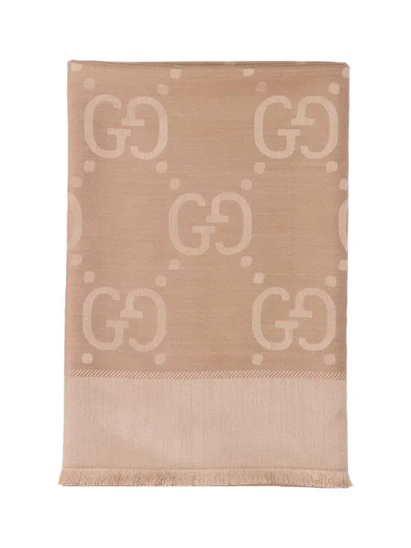 Gucci Logo Wool And Silk Shawl - Brown