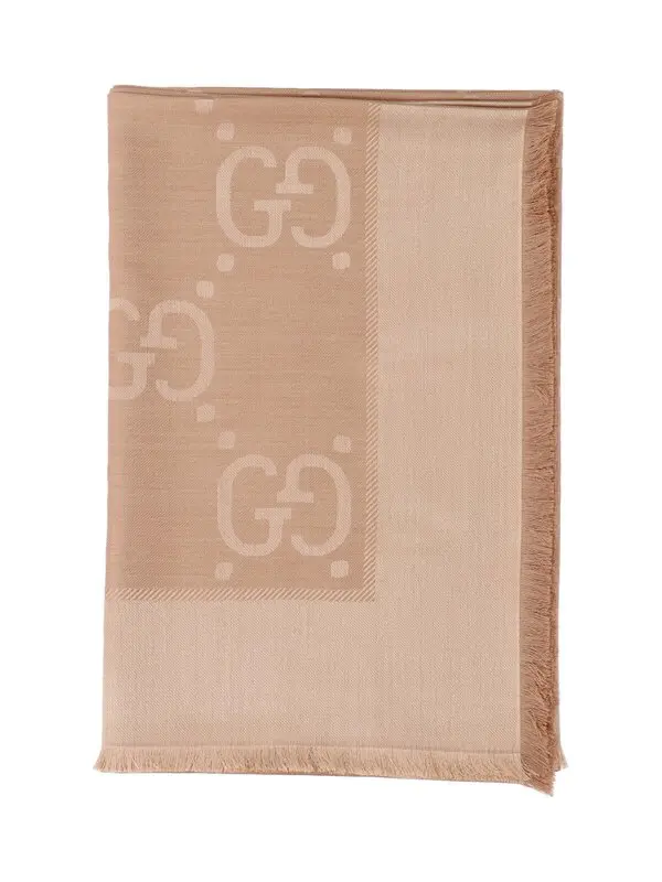 Gucci Logo Wool And Silk Shawl