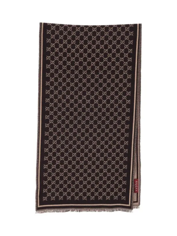 Gucci Wool Scarf "gg - Brown