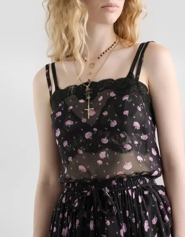 Dolce & Gabbana Carnations-print Chiffon Top