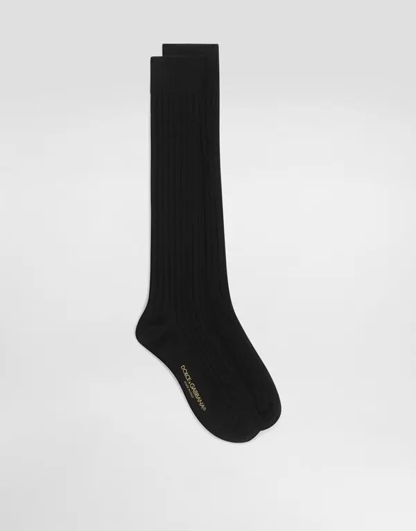 Dolce & Gabbana Ribbed Calf Length Socks - Black
