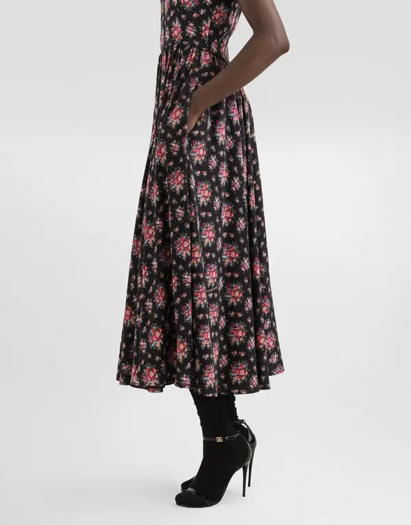Dolce & Gabbana Small Flower Bouquets-print Charmeuse Dress - Multicolor