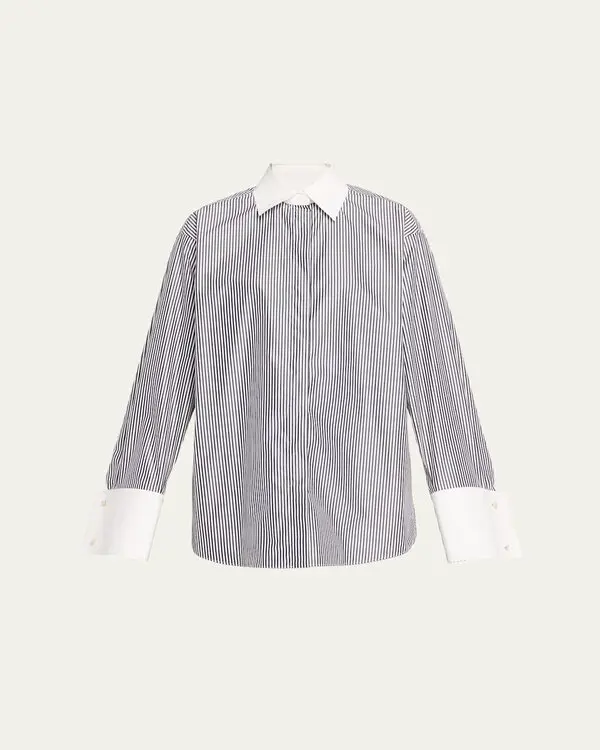 Michael Kors Striped Oversized Button-down Shirt