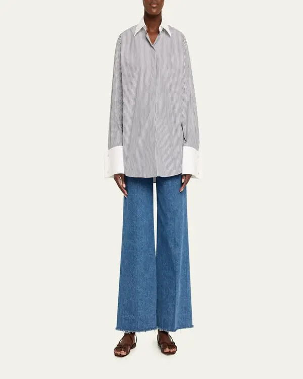 Michael Kors Striped Oversized Button-down Shirt