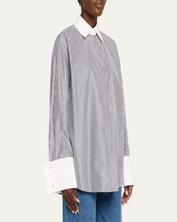 Michael Kors Striped Oversized Button-down Shirt