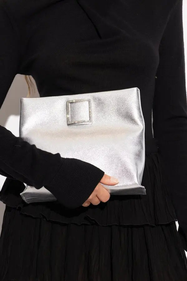 ROGER VIVIER Trompette Clutch Bag - Silver