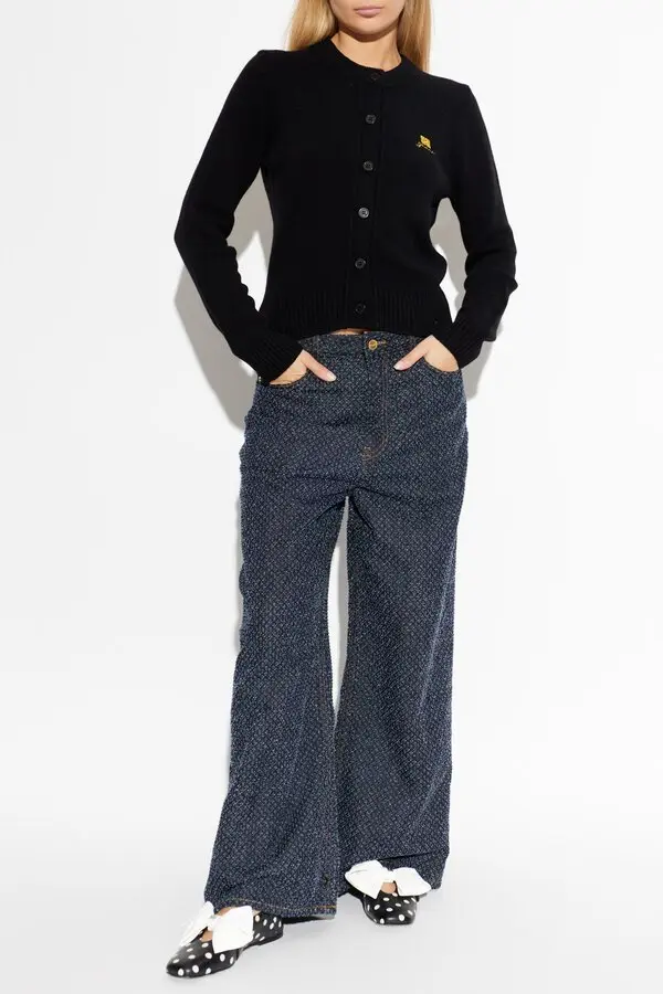 GANNI Cardigan With Embroidered Logo