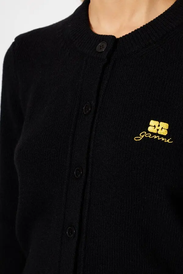 GANNI Cardigan With Embroidered Logo