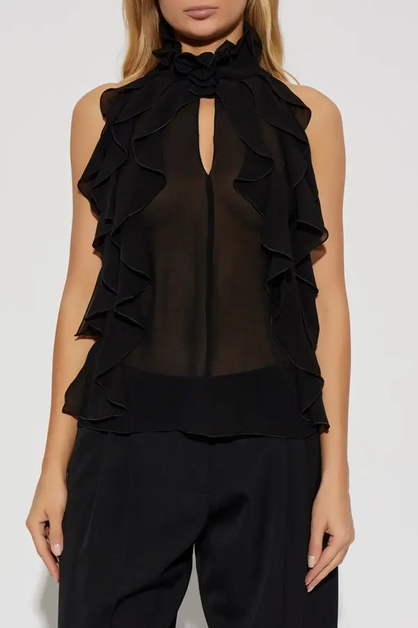 Alexander McQueen Silk Transparent Top - Black