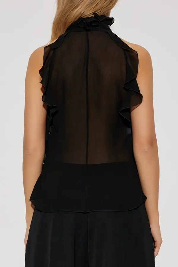 Alexander McQueen Silk Transparent Top - Black