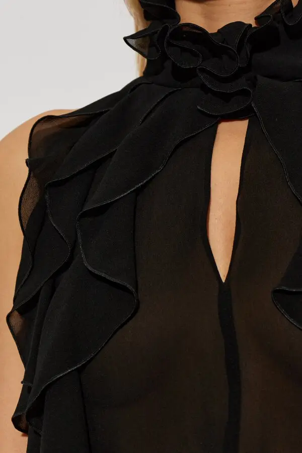 Alexander McQueen Silk Transparent Top - Black