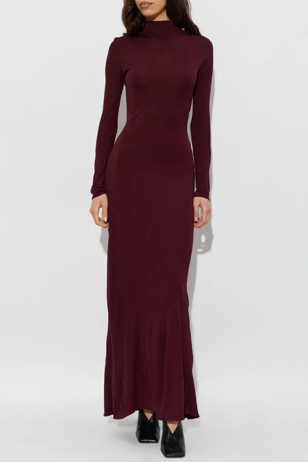 Alaïa Maxi Dress With Long Sleeves - Burgundy